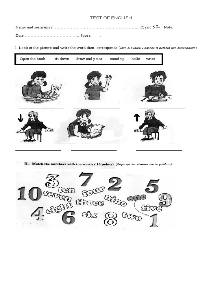 Prueba de Diagnostico de Ingles | PDF