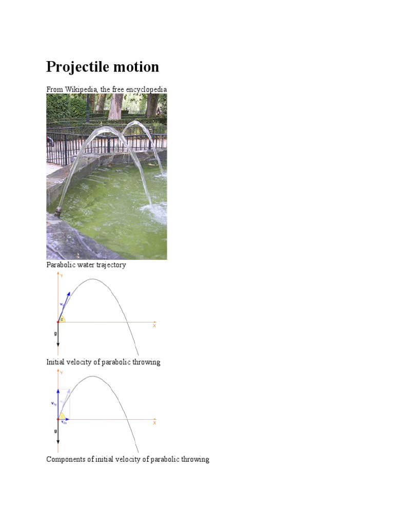 Projectile Motion Parabolic Trajectory Initial Velocity | PDF ...