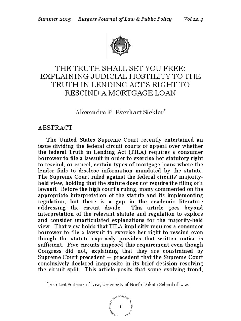 The Truth Shall Set You Free: Explaining Judicial Hostility To The ...
