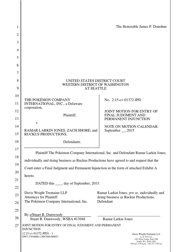 Joint Motion For Entry of Final Judgment and Permanent Injunction ...