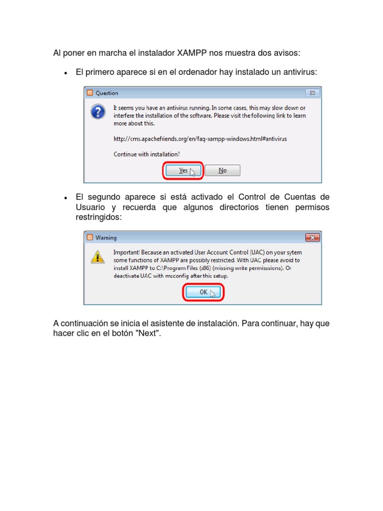 Guía Completa de Instalación XAMPP | PDF | Cortafuegos (informática) | Servidor HTTP Apache