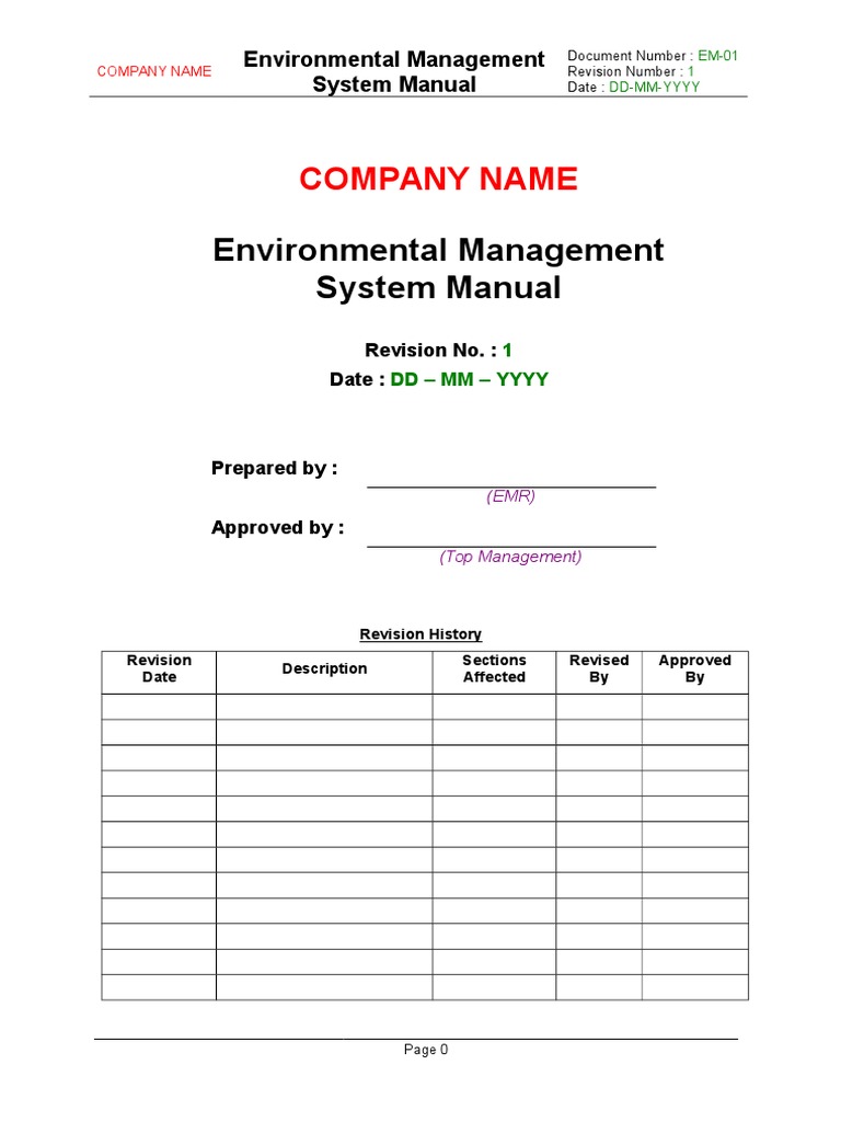 EMS Manual | PDF | Audit | Environmental Resource Management