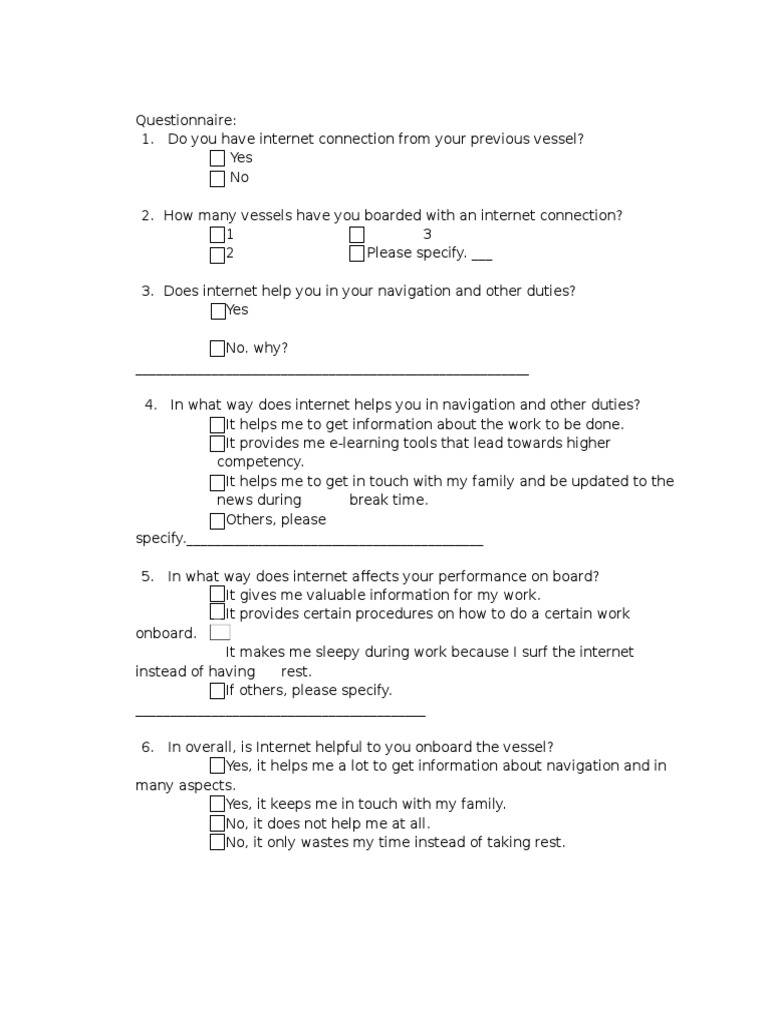 Questionnaire sample | Survey Methodology | Cognitive Science | Free 30 ...