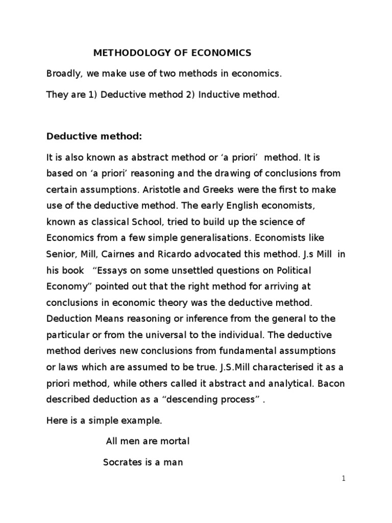 Methodology of Economics | PDF | Inductive Reasoning | Hypothesis