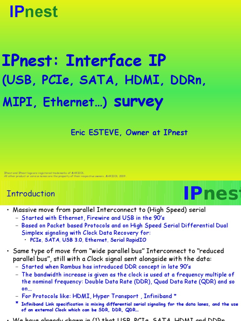 IPnest: Interface Ip Survey USB PCIe HDMI DDR MIPI | PDF | Usb ...
