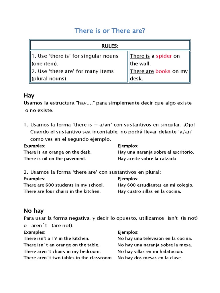 There is or There are? Rules for Using Singular and Plural Verbs | PDF ...