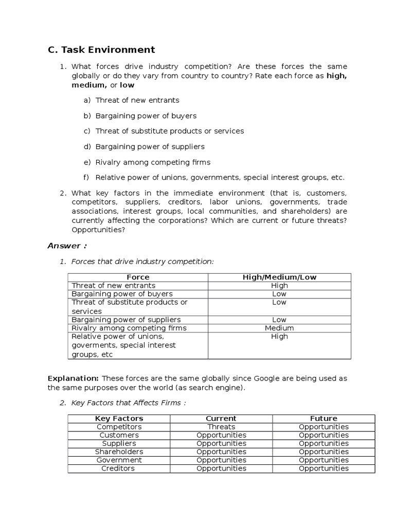Task Environment | PDF | Google | Competition