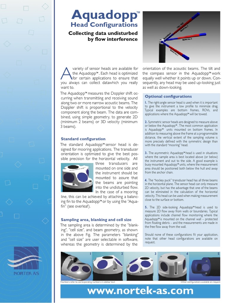 Nortek Aquadopp Current Meter Sensor Head Configurations | PDF ...
