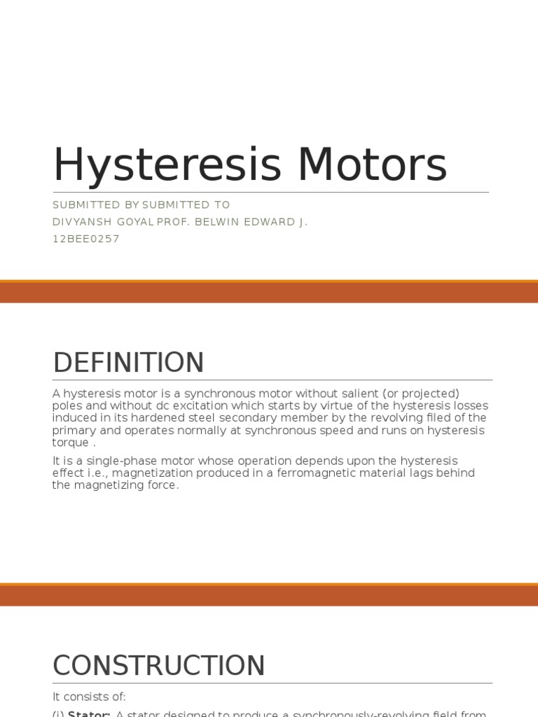 Hysteresis Motors | PDF | Magnetic Devices | Components