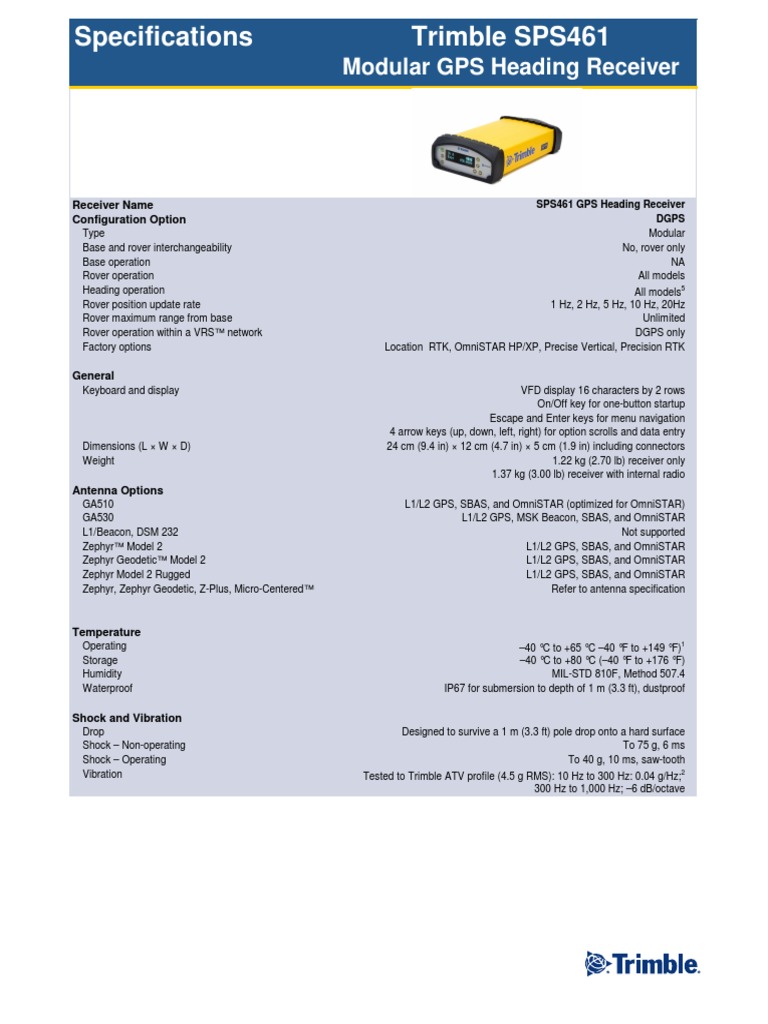 Trimble Sps461 Dgps | Global Positioning System | Ultra High Frequency