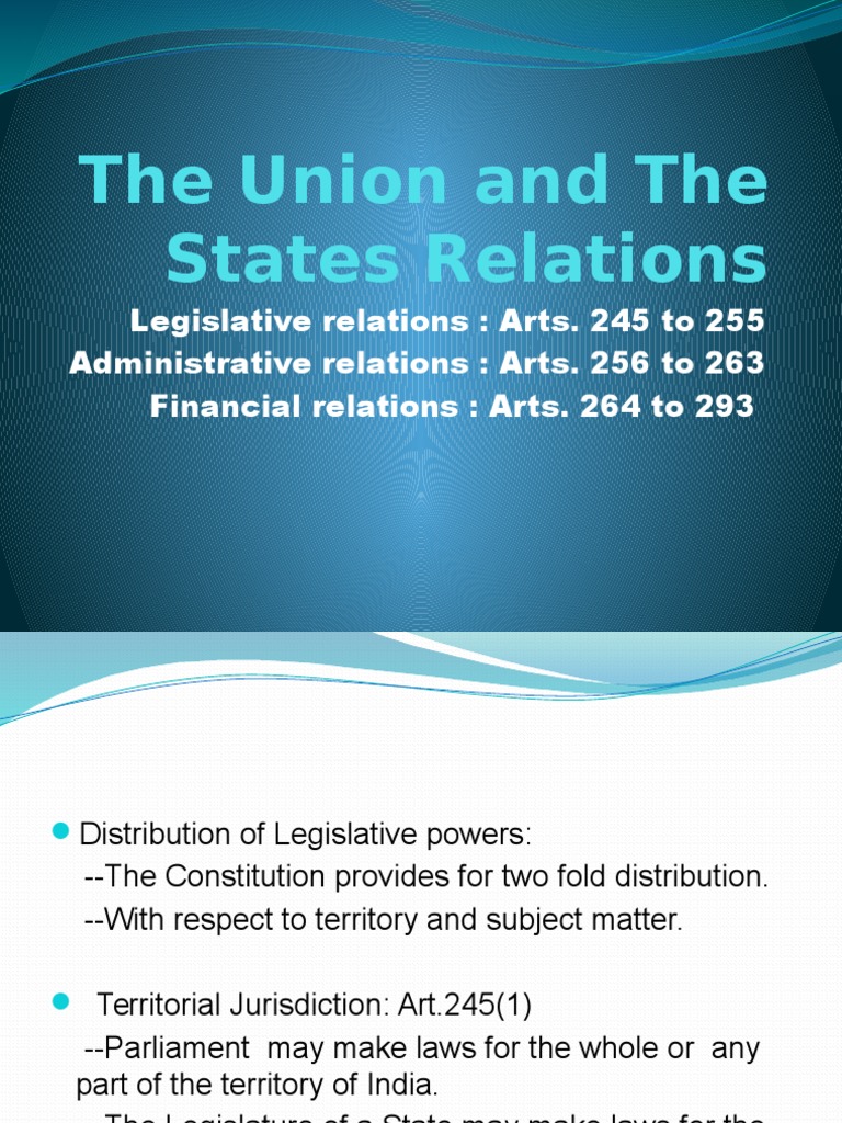 Union State Relations | PDF | Loans | Legal Documents