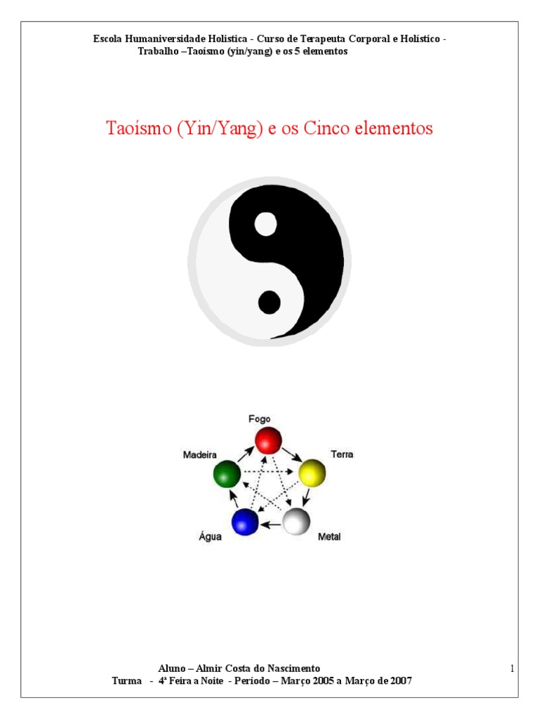 Taoísmo (YinYang) e Os Cinco Elementos | PDF | Meridiano (acupuntura) | Sistema circulatório