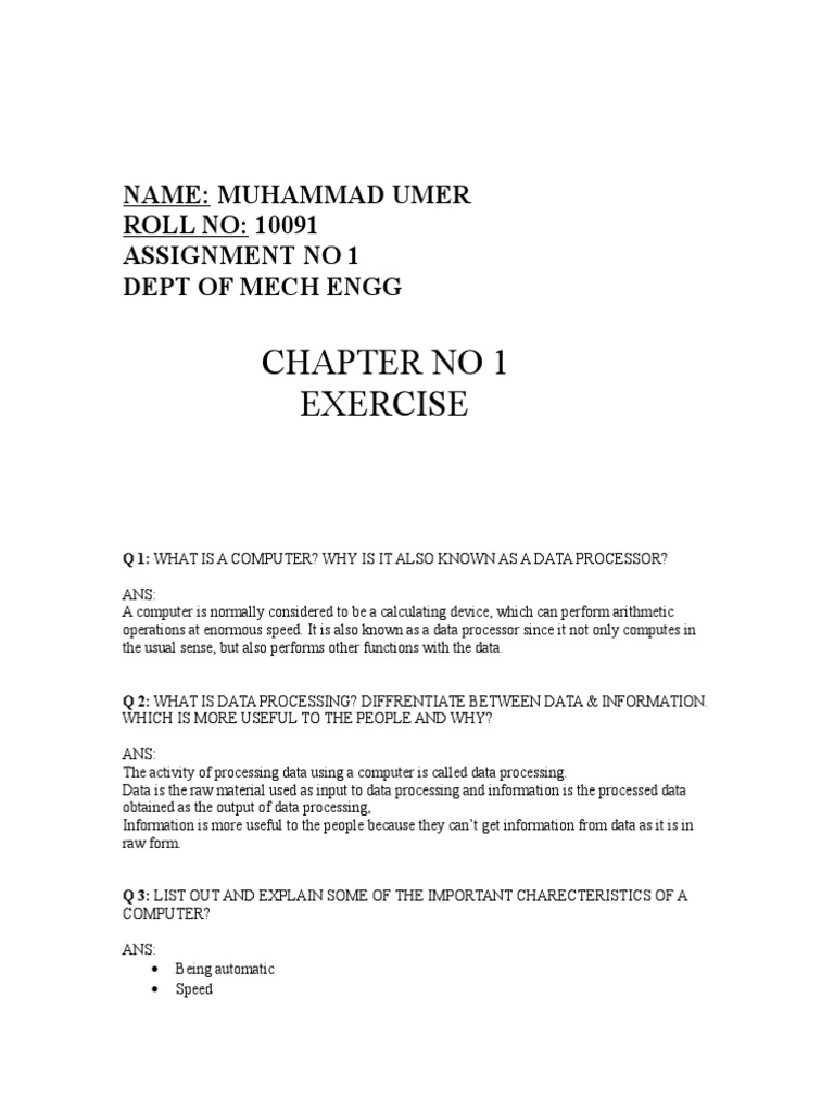 Assignment CHAP NO 1.... Computer Fundamentals by PK Sinha | PDF | Integrated Circuit | Personal ...