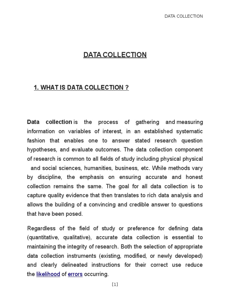 Data Collection | Primary Sources | Data Collection
