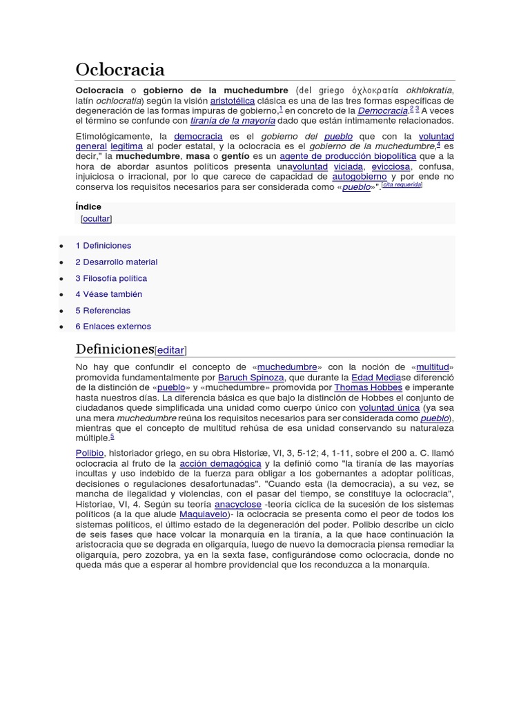 Definición y ejemplos de oclocracia | PDF | Ciencias Políticas ...