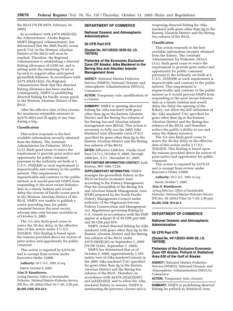Rule: Fishery Conservation and Management: Alaska Fisheries of ...