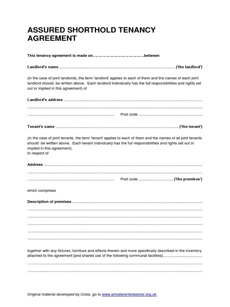 Assured Shorthold Tenancy Guide | PDF | Leasehold Estate | Landlord