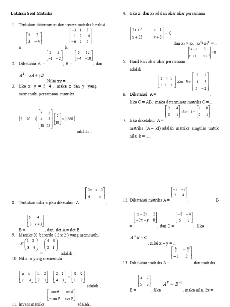 Latihan Soal Matriks | PDF