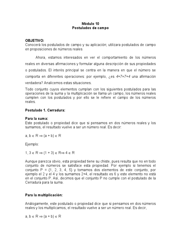 Modulo 10 | PDF | Multiplicación | Conjunto (Matemáticas)