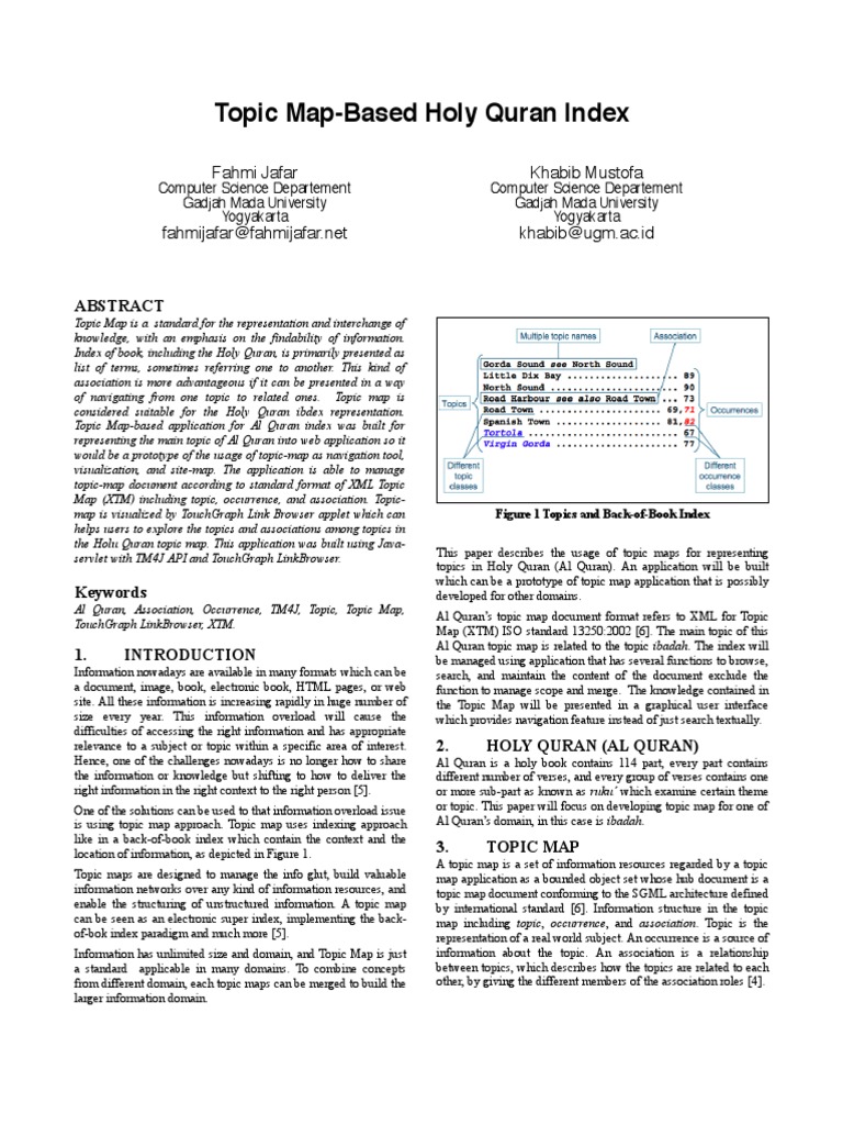 Topic Map-Based Holy Quran Index | PDF | Information Science | Computing