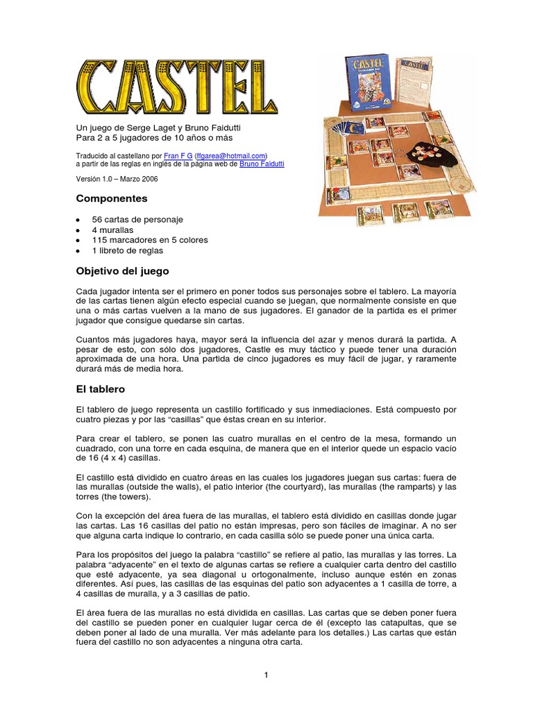 Juego de cartas Castle: Reglas y Objetivo | PDF | Jugando a las cartas ...