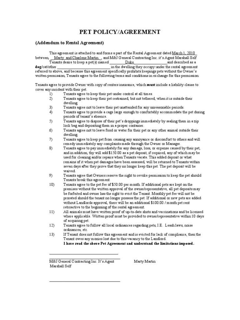 Pet Policy | PDF