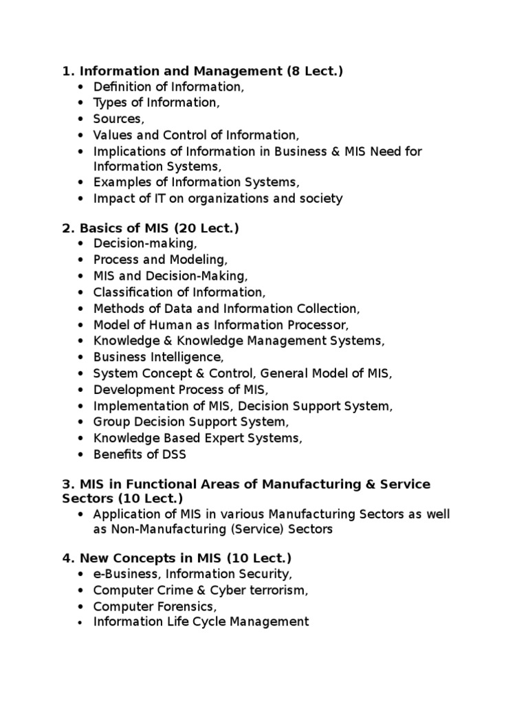 Information Management and MIS Overview | PDF