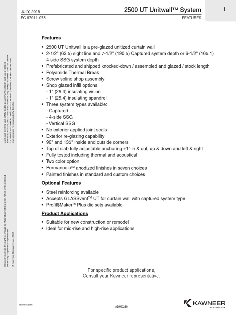 2500 UT Unitwall System - A PDF | PDF | Window | Glasses