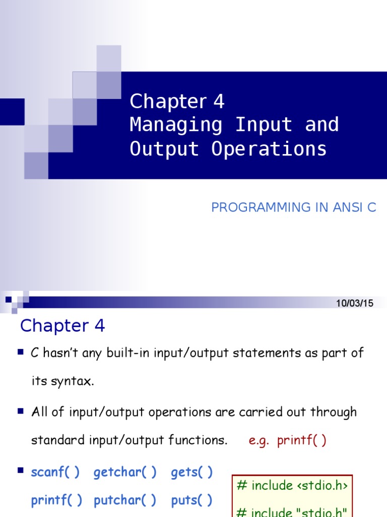 4 Managing Input And Output Operations Pdf Encodings Computer Programming