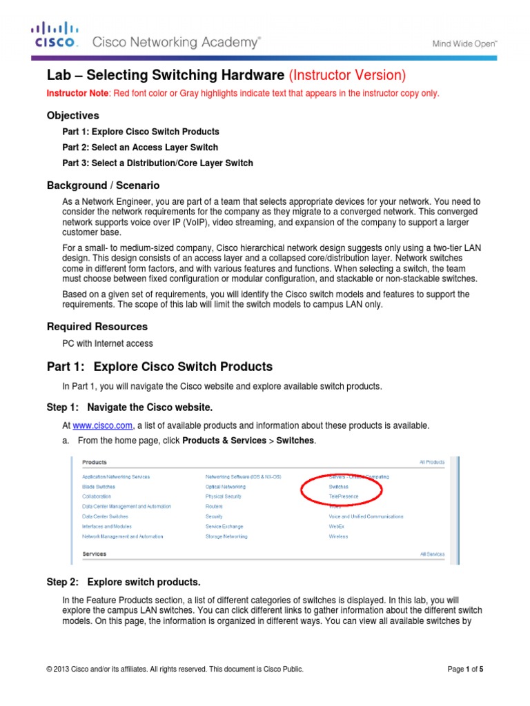 1.2.1.8 Lab - Selecting Switching Hardware - ILM PDF | PDF | Network ...