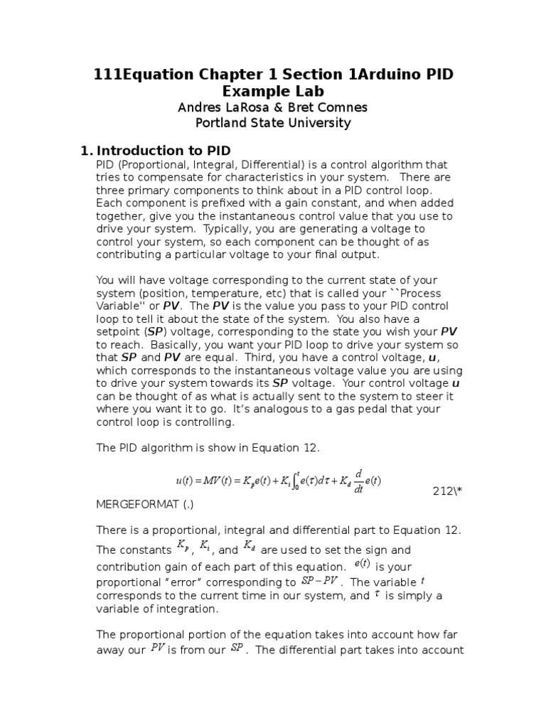 Arduino PID Lab | PDF | Control System | Electrical Engineering