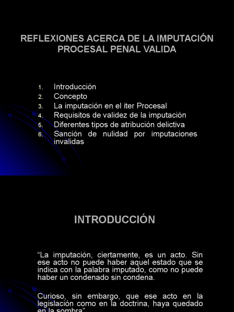 Diapositivas Imputación | PDF | Ley procesal | Derecho penal