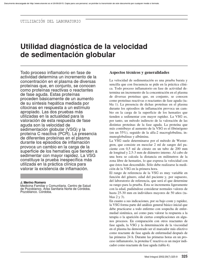 Elevacion de VSG | Proteína C reactiva | Especialidades médicas