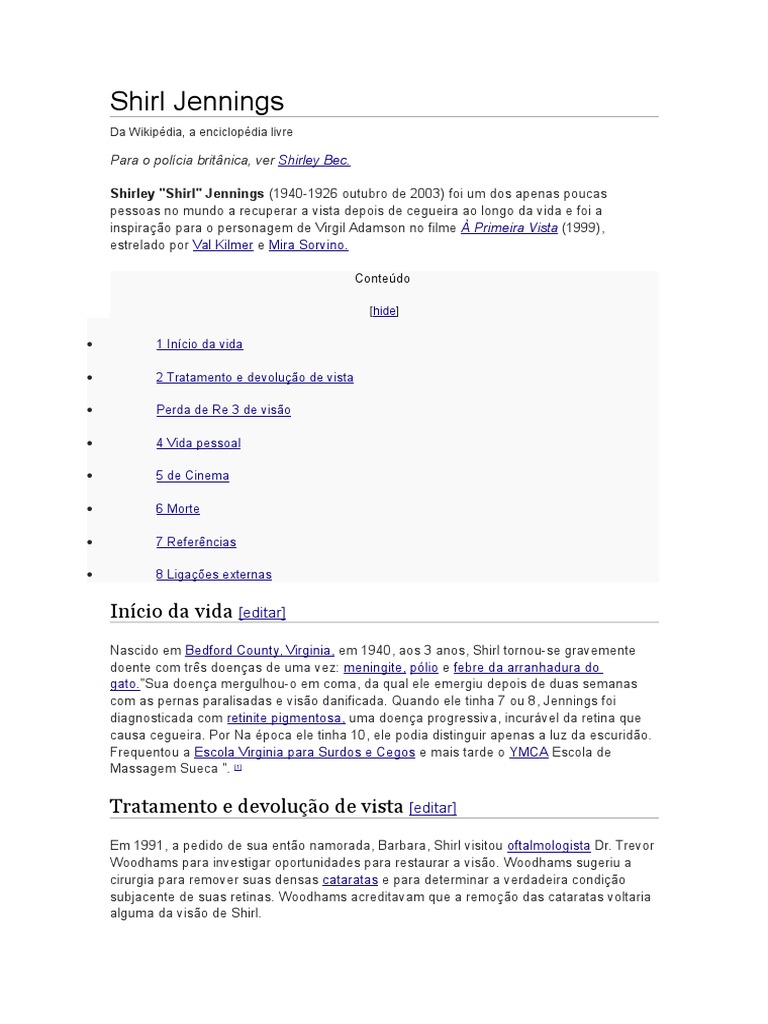 Shirl Jennings biografia | PDF | Sistema visual | Remédio