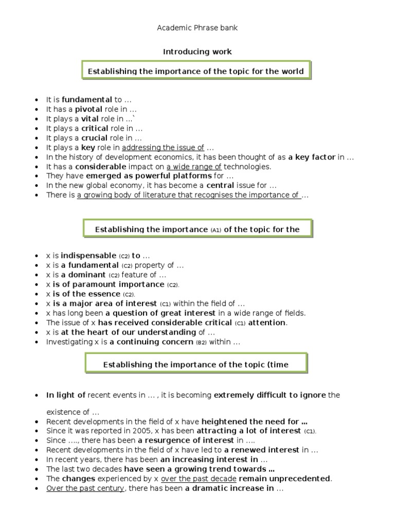 Academic Phrase Bank | Development Economics | Academic Discipline ...