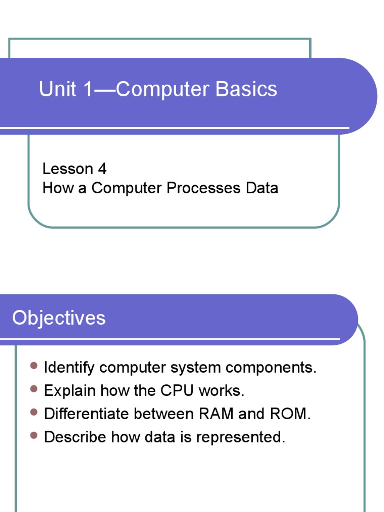 Unit 1-Computer Basics: Lesson 4 How A Computer Processes Data | PDF | Computer Data Storage ...