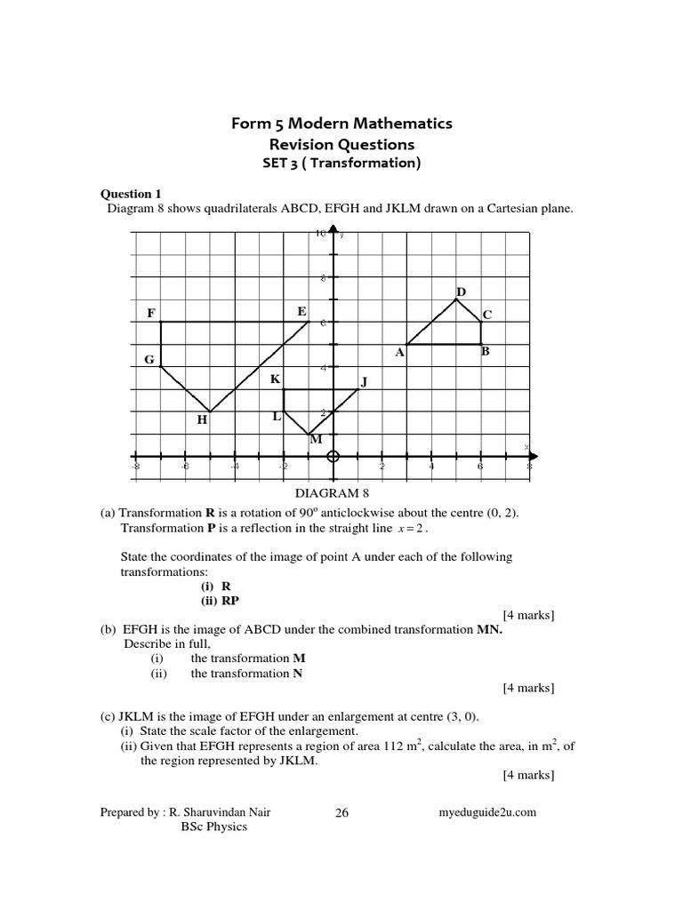 Form 5 Math Transformation Questions | PDF | Science & Mathematics ...