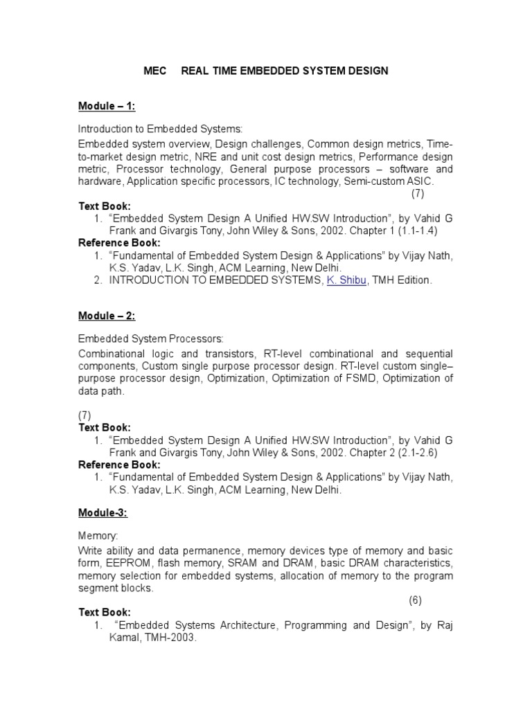 An Introduction to Embedded System Design: Modules Covering Processors ...