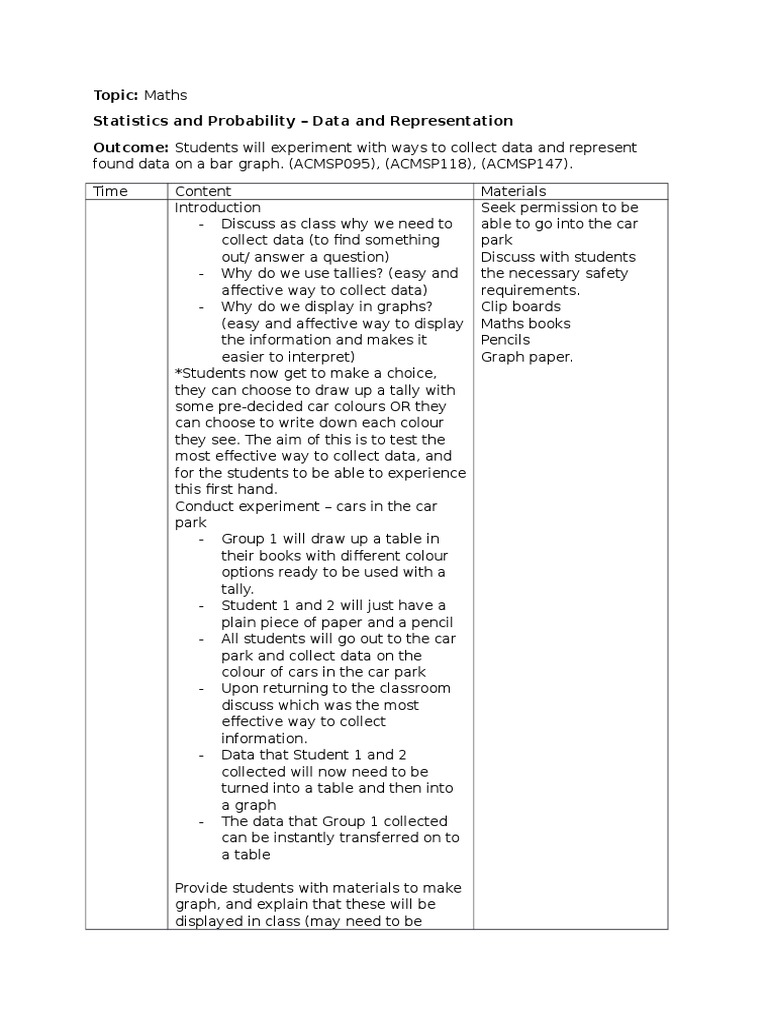 Standard 1 - Maths Lesson | PDF