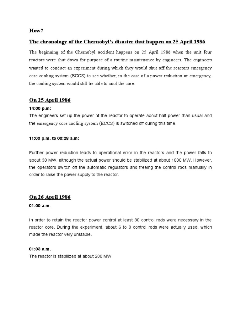 The Chronology of The Chernobyl | PDF | Chernobyl Disaster | Nuclear ...