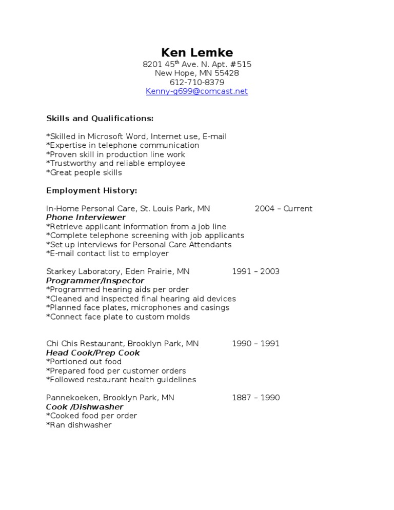 Resume of Kenny - g699 | PDF | Career & Growth