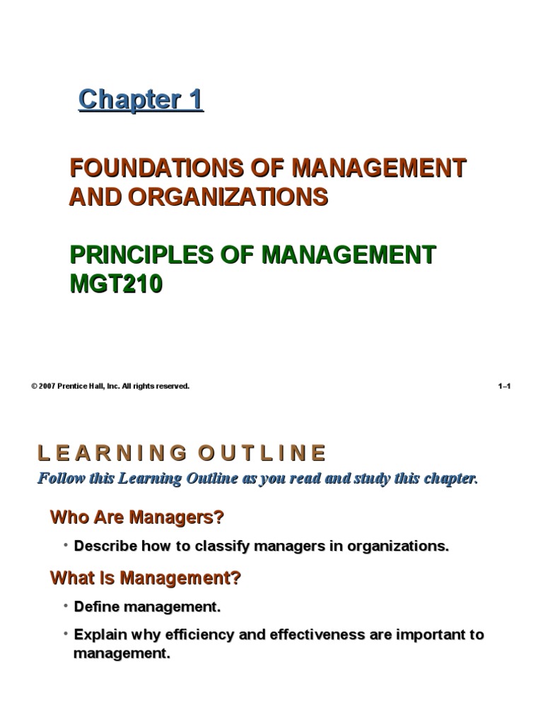Foundations of Management and Organizations Principles of Management ...