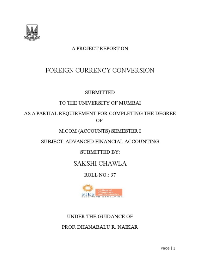Foreign Currency Conversion | PDF | Historical Cost | Money