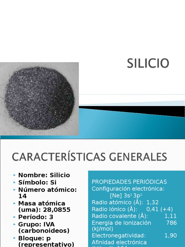 Presentación - SILICIO | PDF | Silicio | Conjuntos de elementos químicos