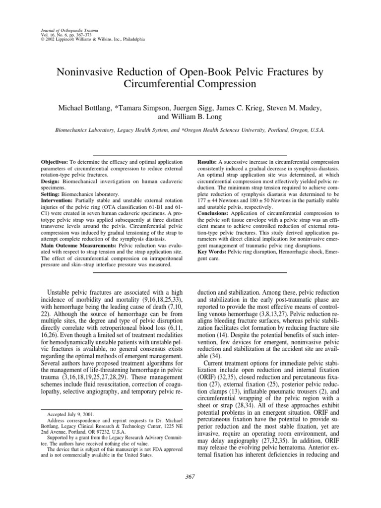 Noninvasive Reduction of Open-Book Pelvic Fractures by Circumferential ...