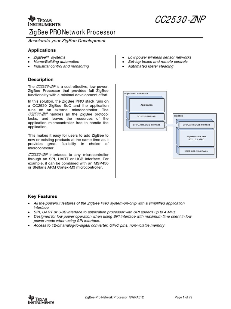 CC2530 ZNP Interface Specification | PDF | Application Programming Interface | Microcontroller