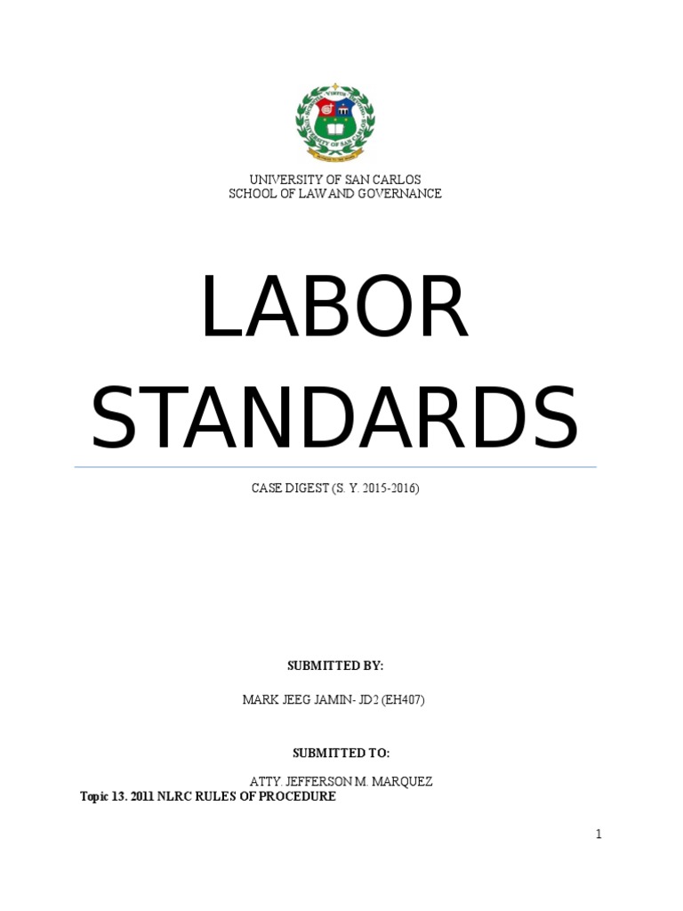 Labor Standards Cases Part 2 | PDF | Lawsuit | Complaint