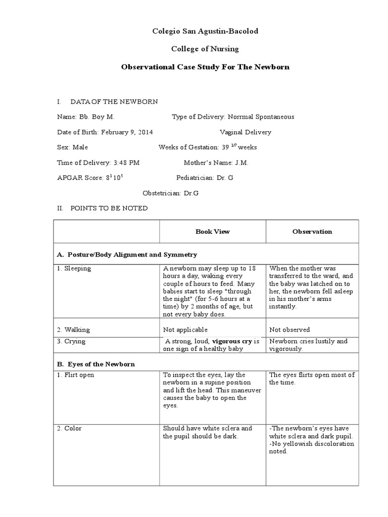 Newborn Case Study | PDF | Infants | Respiratory System