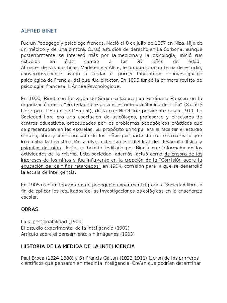 Alfred Binet | PDF | Inteligencia | Sicología