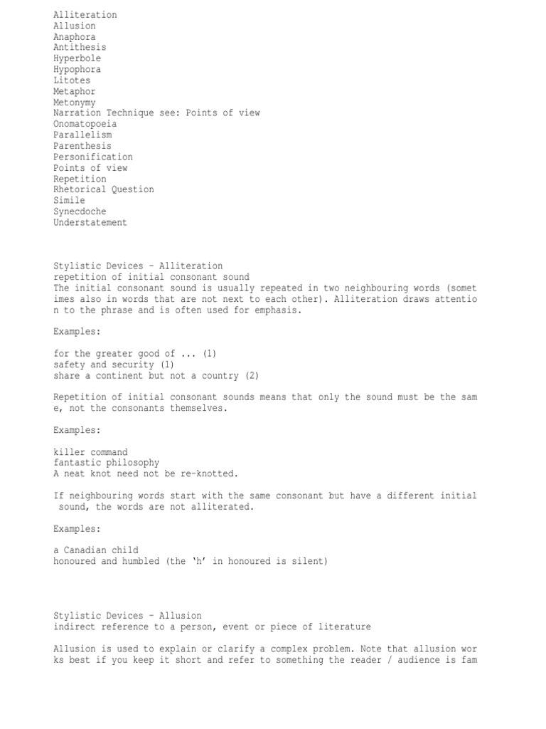 Stylistic Devices | Narration | Literary Techniques